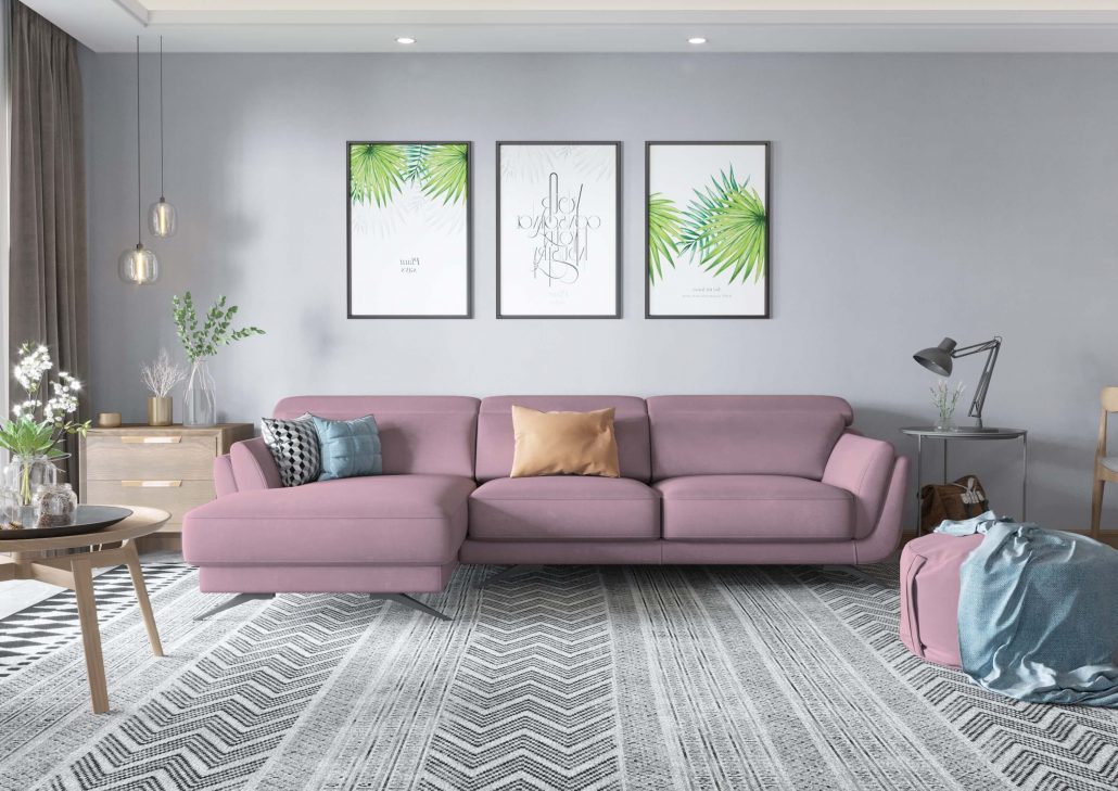 Ronda Pink Sectional Left Facing Chaise - MODEKRAFT
